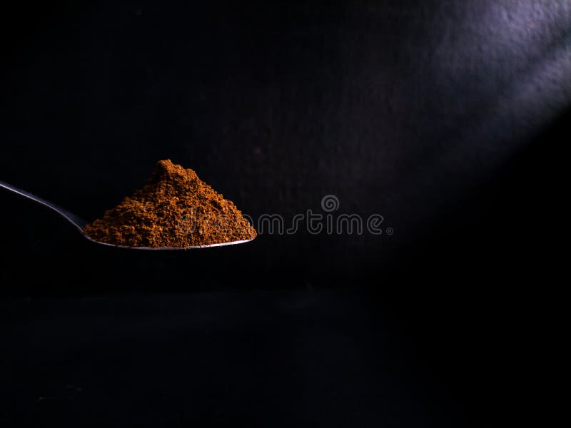 Spoon with Ground Coffee on Black Background Stock Image - Image of brown, textured: 374778053