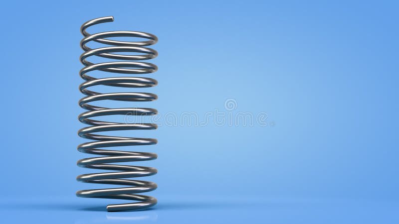 Metal Spring. Blue Background Stock Illustration - Illustration of ...