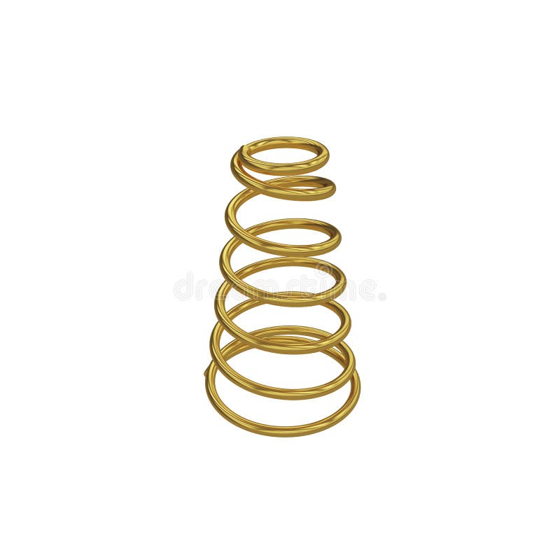 Metal Spring Isolated on White, 3D Rendering Stock Illustration ...