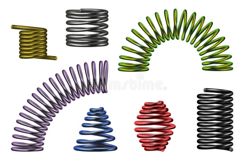 Metal Spring Realistic Set stock vector. Illustration of flex - 242925859