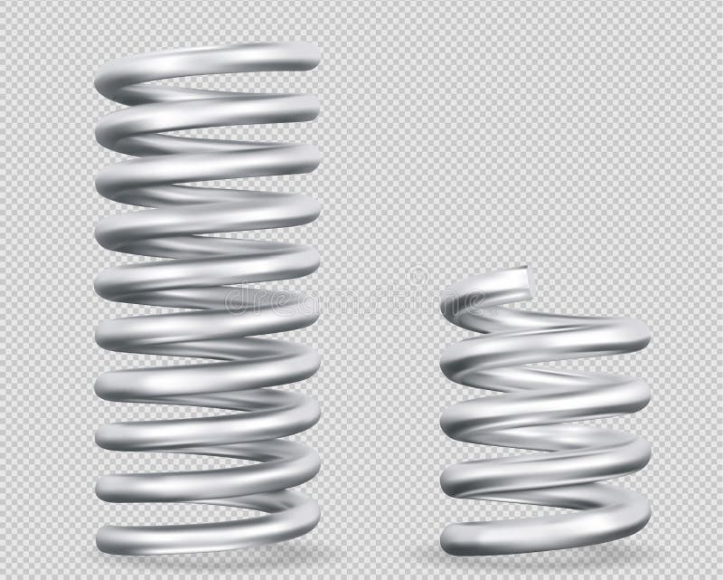 Metal Spring Silver Realistic Set with Swirls Isolated Vector ...