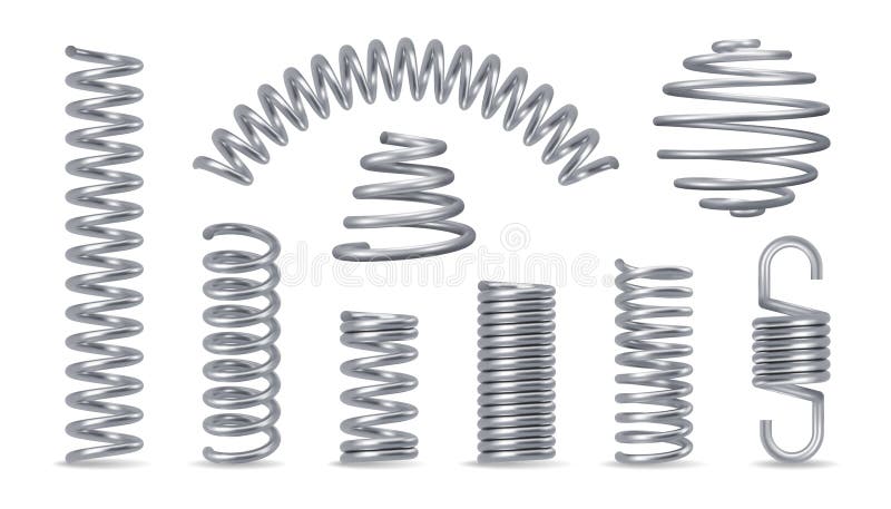 Metal Spring Silver Set stock vector. Illustration of spiral - 238772193