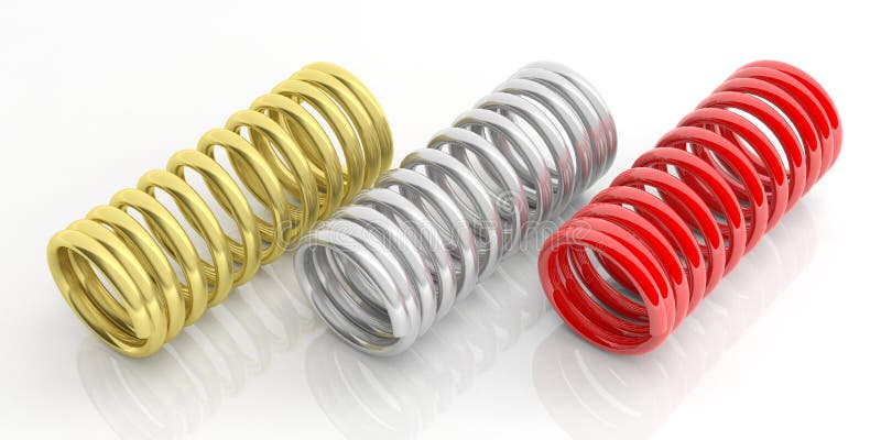 Metal Springs on White Background. 3d Illustration Stock Illustration ...