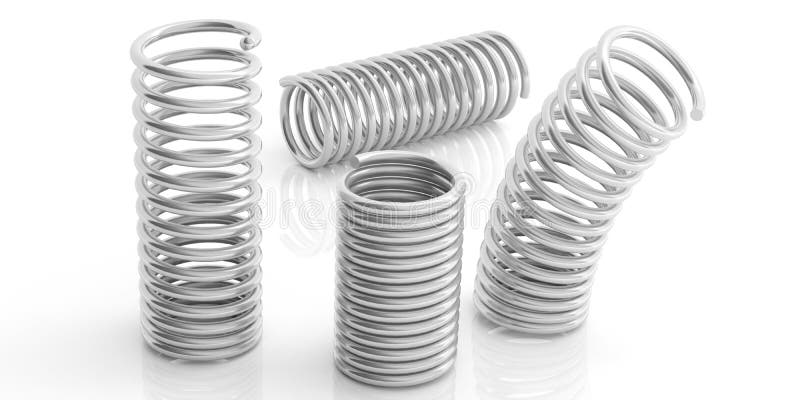 Metal Springs on White Background. 3d Illustration Stock Illustration ...