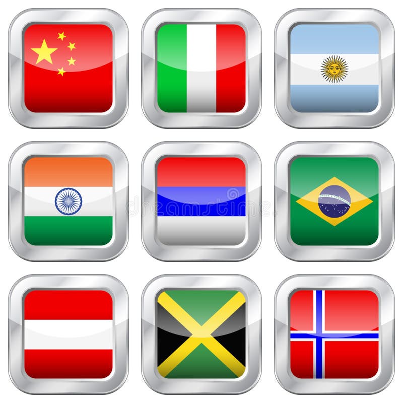 Flags square icon set 4 stock vector. Illustration of bulgaria - 6641615