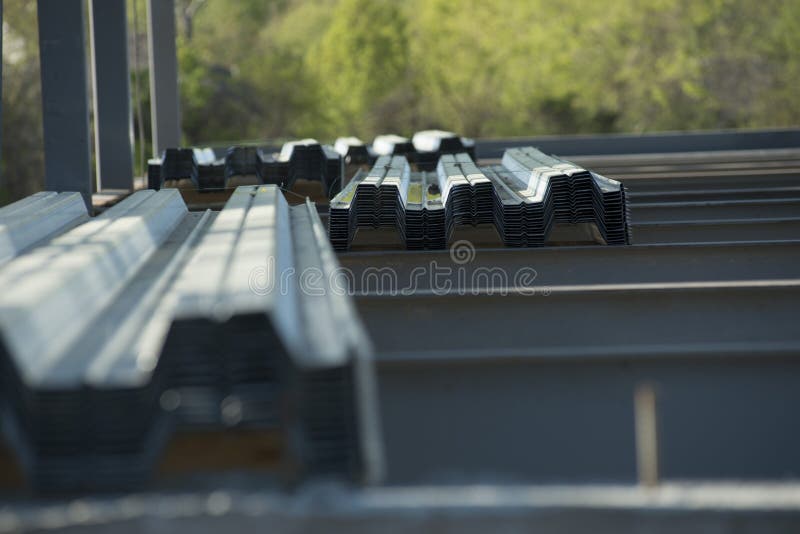 Metal Stacked on Contruction Site Stock Image - Image of roofing ...