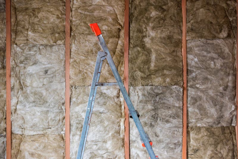 A Metal Staircase Inside a Frame House Under Construction. the Concept ...