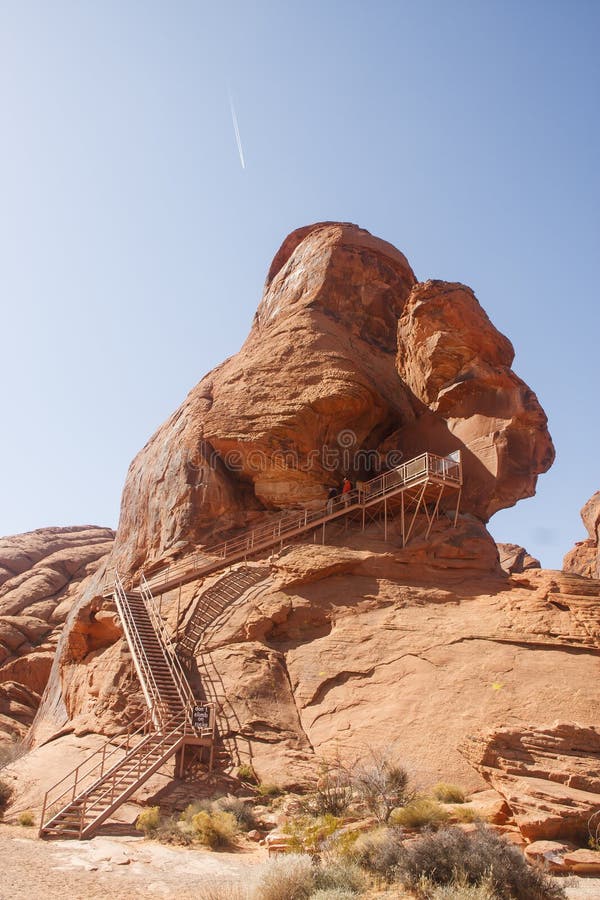 Metal Staircase Up Red Rock Canyon Stock Photo - Image of travel ...