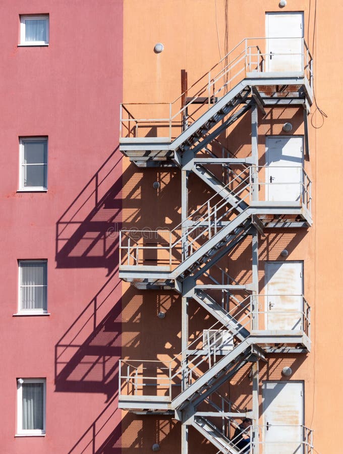 Metal Staircase on the Wall of a Multi-storey Building Stock Image ...