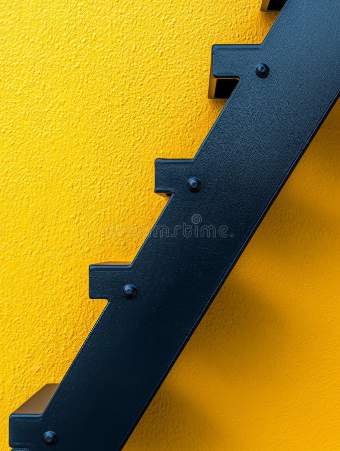 Metal Stairs Against a Bright Yellow Wall Stock Photo - Image of climb ...