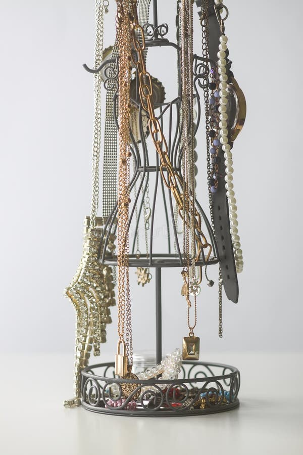 Metal Stand with Jewelry and Bijouterie. Home Storage Stock Image ...