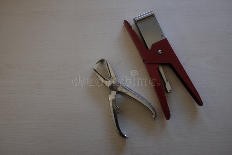 Metal Stapler and Staple Remover Stock Image - Image of white, silver ...