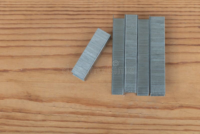 Metal Staples for Staple Machine on Woodenn Background Close Up Stock ...