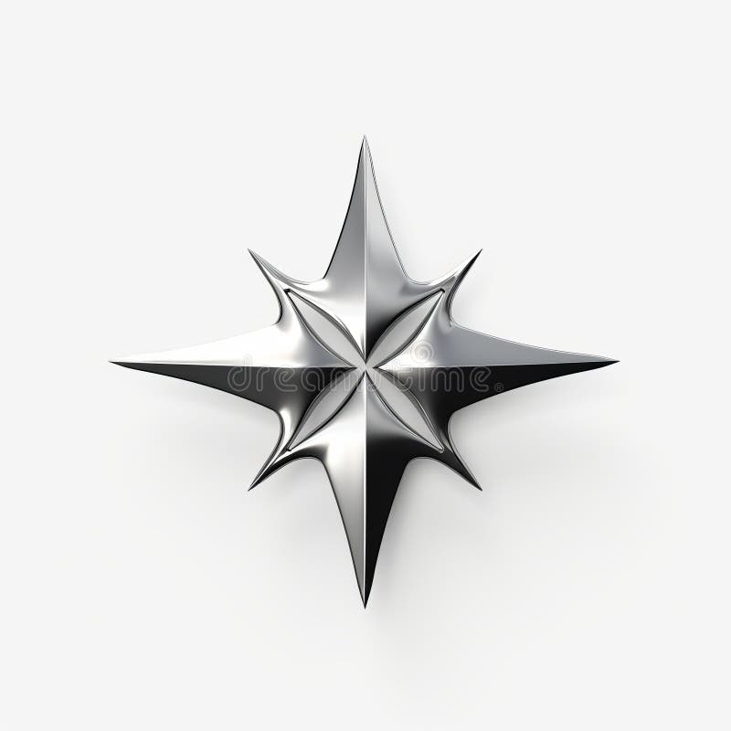 Metal Star in Hyperrealistic Style on White Background Stock ...