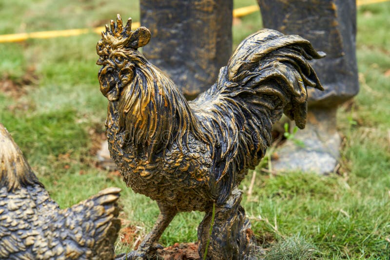Metal Statue of a Rooster Outdoors Stock Image - Image of pineapple ...