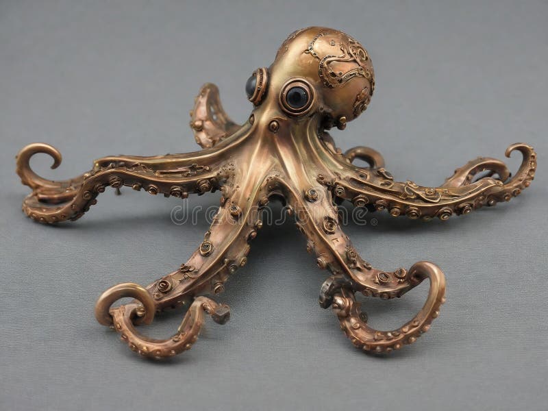 Metal Steampunk Octopus Made of Bronze, Copper and Irisdescent Metal ...