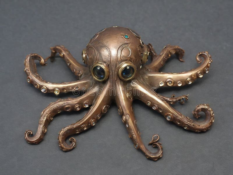 Metal Steampunk Octopus Made of Bronze, Copper and Irisdescent Metal ...