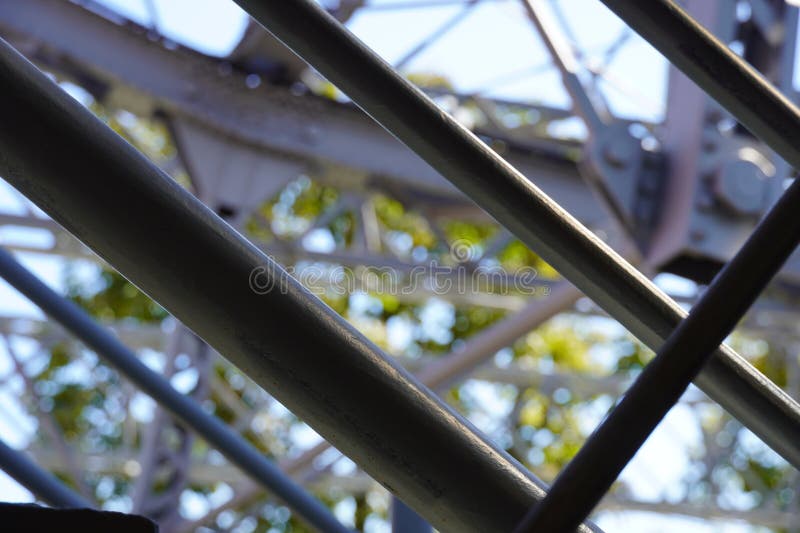 Metal Steel Construction Background. Beams and Handrail Details. Focus ...