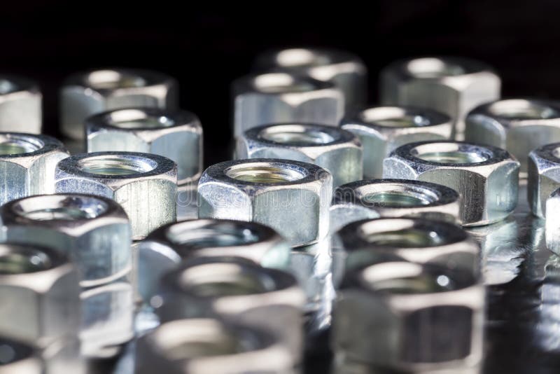 Metal Steel Nuts for Installation Work Stock Photo - Image of black ...