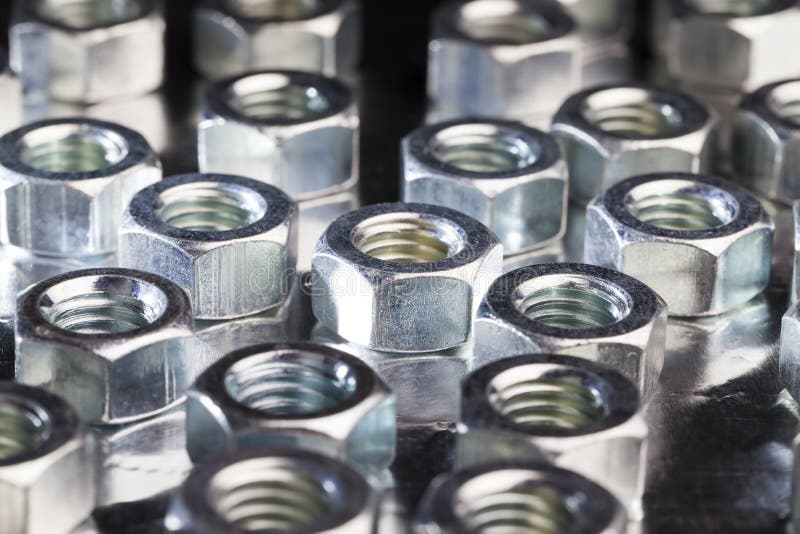 Metal Steel Nuts for Installation Work Stock Image - Image of tool ...