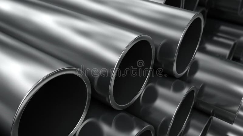 Metal or Steel Round Pipes on Warehouse . 3d Animation Stock Footage ...