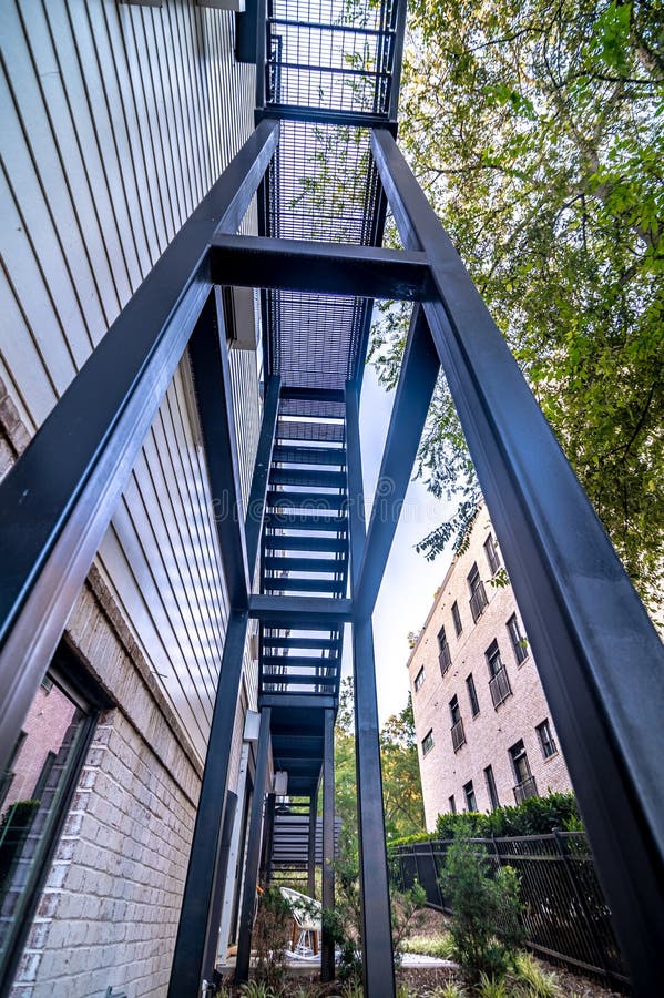 Metal Steel Staircase Fire Exit N Modern Building Stock Photo - Image ...