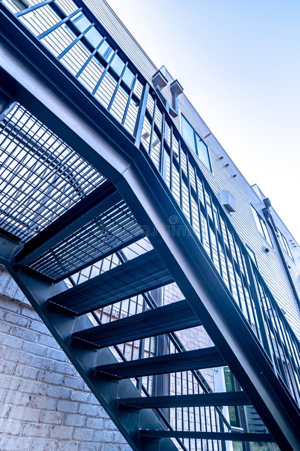 Metal Steel Staircase Fire Exit N Modern Building Stock Image - Image ...