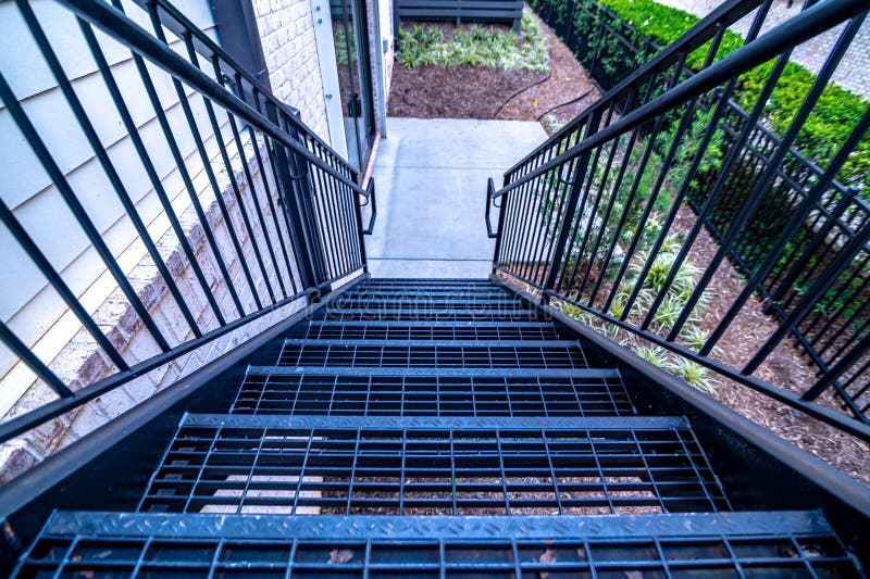 Metal Steel Staircase Fire Exit N Modern Building Stock Photo - Image ...