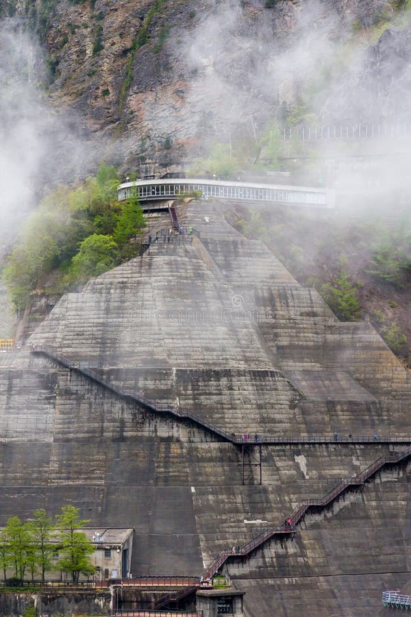 Metal Steps Leading Vertically Up the Wall of a Huge Hydrolectric Dam ...
