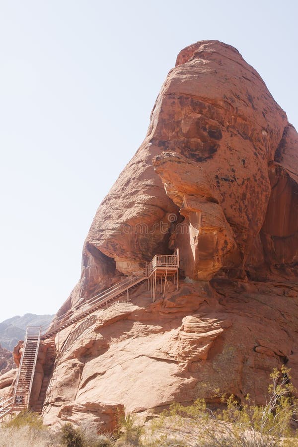 Metal Steps on Red Rock Butte Stock Photo - Image of mountain, erosion ...