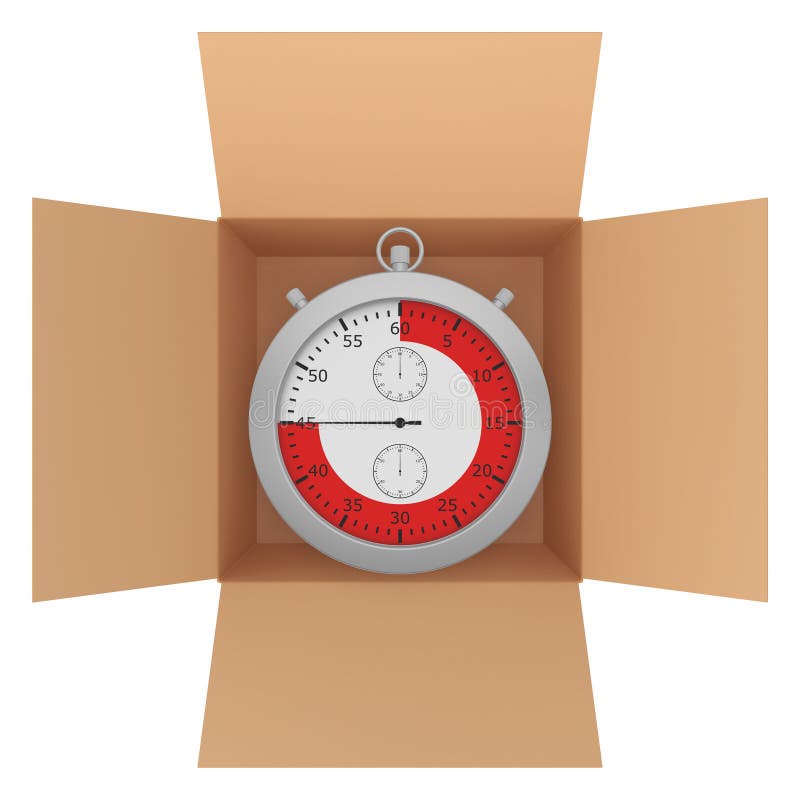 Metal Stopwatch with Red Line Inside a Cardboard Stock Illustration ...