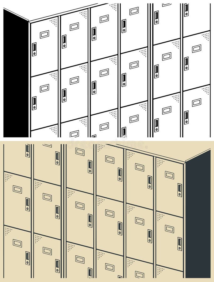 Metal Storage Lockers Close-up Stock Illustration - Illustration of locker, cellular: 377780334