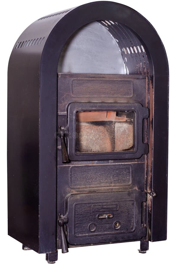 Metal Stove or Fireplace in an Apartment Building on a White Background ...