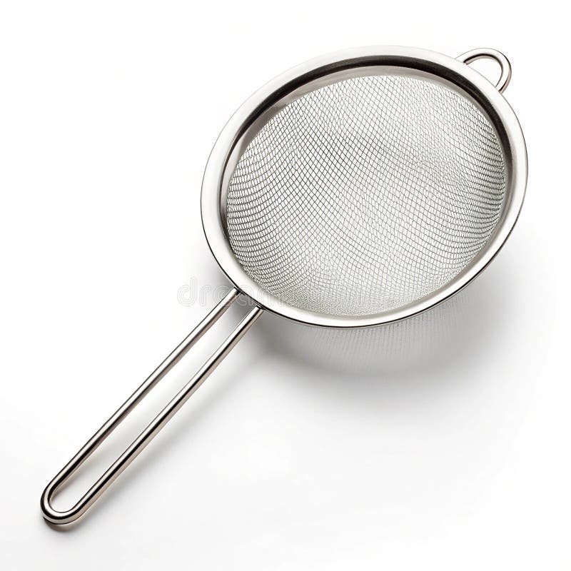 Metal Strainer with Fine Mesh on White Background Stock Illustration - Illustration of stainless ...