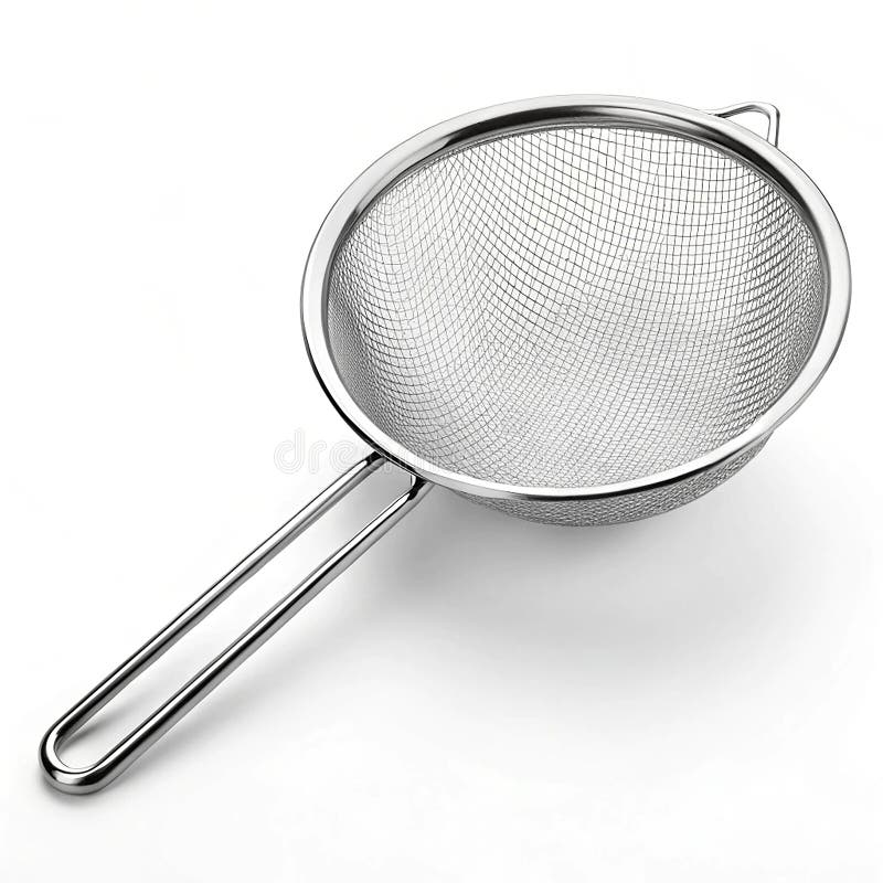 Metal Strainer with Fine Mesh on White Background Stock Illustration ...