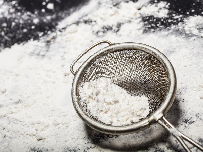 Metal Strainer with Spilling Flour Stock Image - Image of composition ...