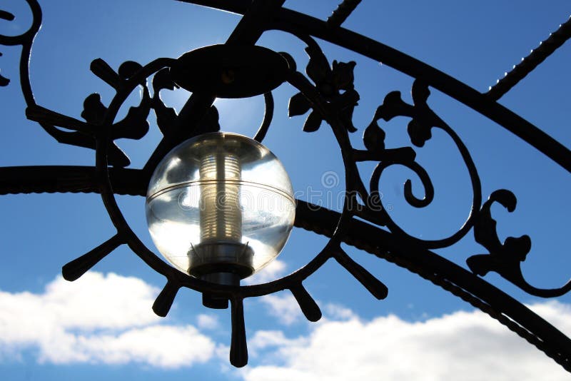 Metal Street Lamp Retro Style, Sky Background Stock Image - Image of ...