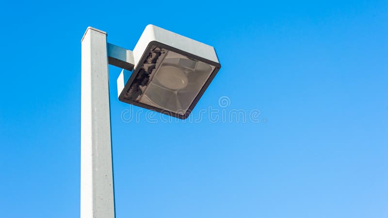 Square Gray Metal Pole and Street Lamp Stock Image - Image of energy ...