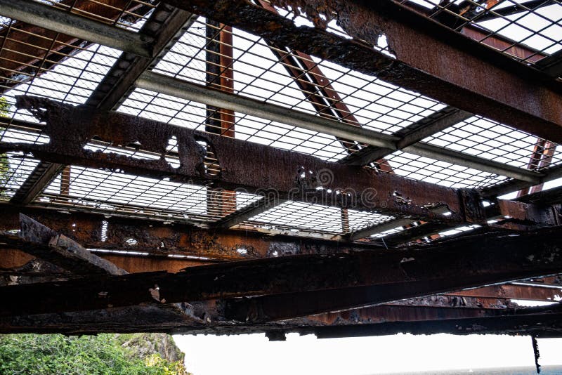 Metal Structure of an Abandoned Bridge Completely Rusted Stock Photo ...