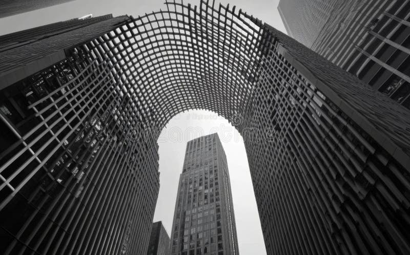 Metal Structure Abstract, Design of Steel Architecture, Black and White ...