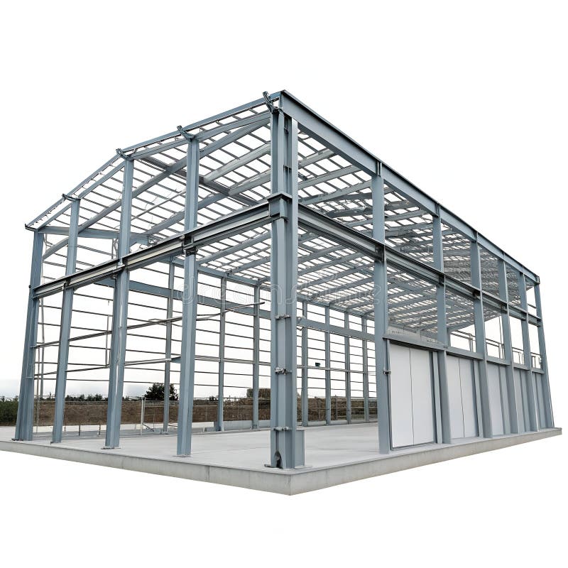 Metal Structure Building Isolated on White Background Stock ...