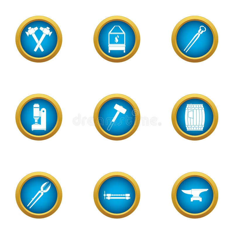 Metal Structure Icons Set, Flat Style Stock Vector - Illustration of ...