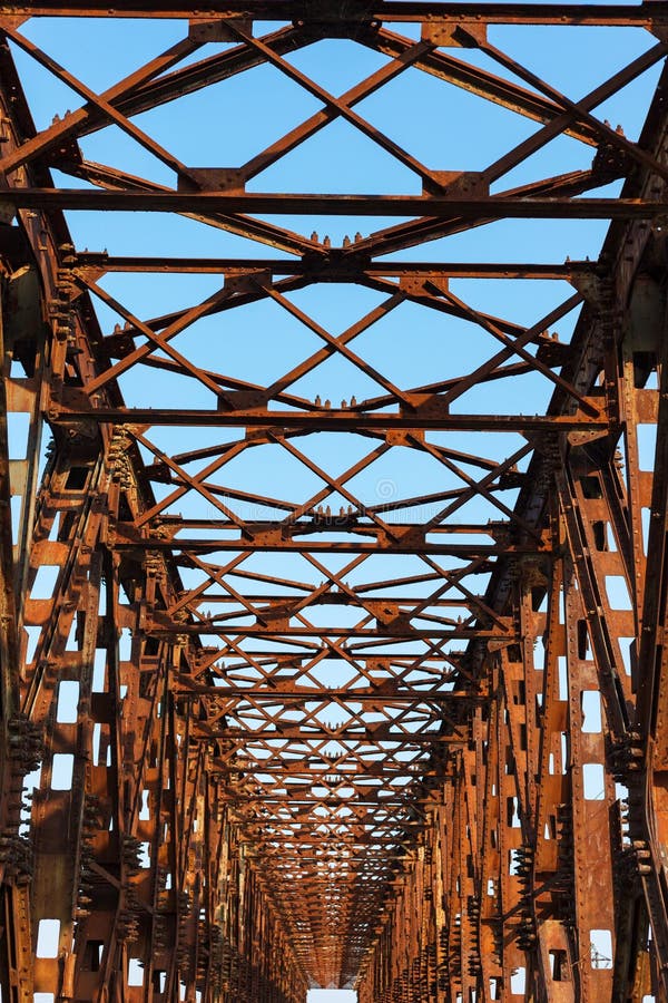 The Metal Structure of the Old Bridge Across the Strait . Old Railway ...