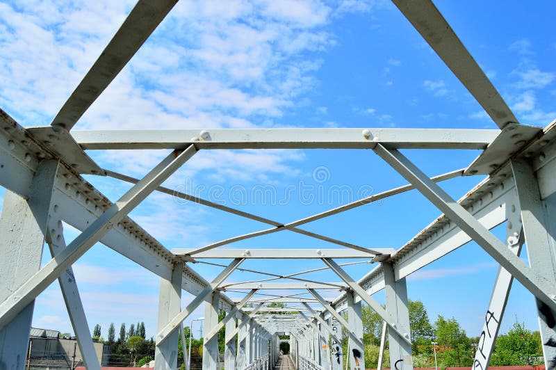 Metal Structure of a Pedestrian Bridge. Sky. Day Stock Photo - Image of ...