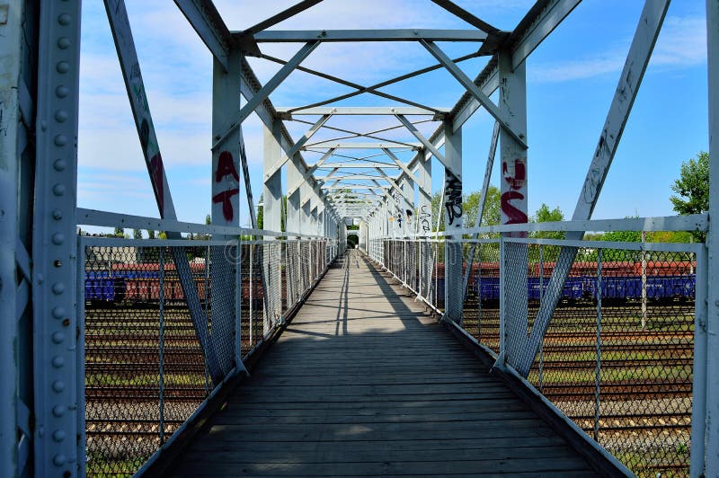 Metal Structure of a Pedestrian Bridge. Sky. Day Stock Photo - Image of ...