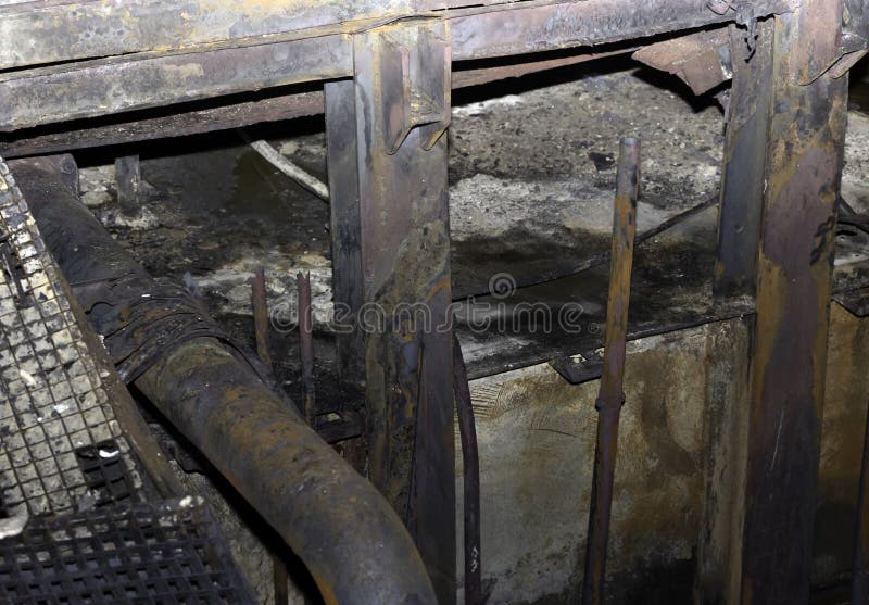 Structures Damaged by a Fire Stock Photo - Image of liquid, metal ...