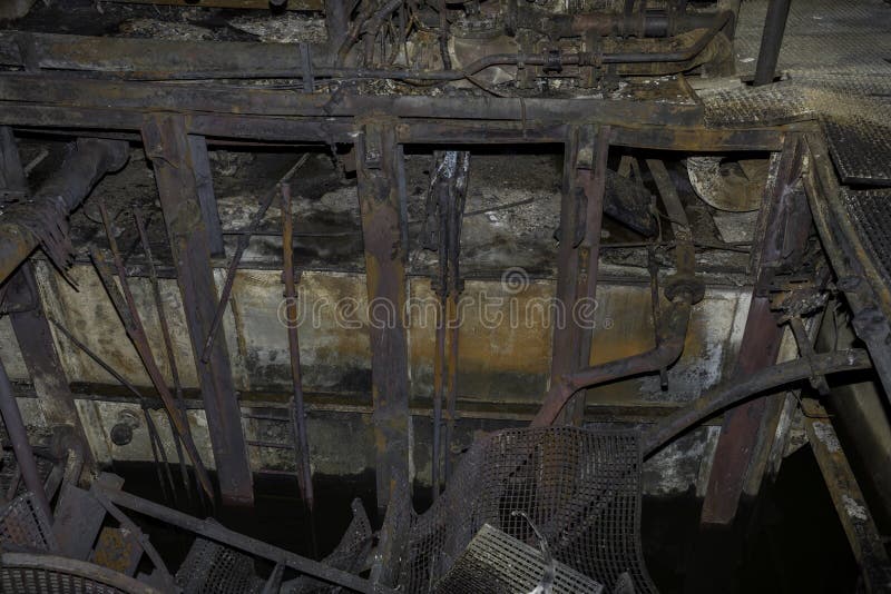 Oil Tank Destroyed by a Fire Stock Image - Image of metallurgical ...