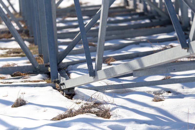 Metal Structure in the Snow in the Winter Stock Image - Image of snow ...