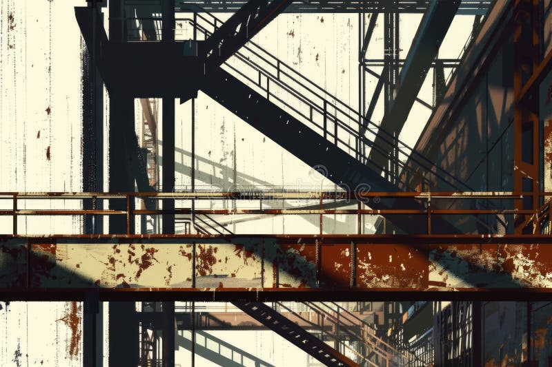 Metal Structure with Stairs and Fire Hydrant, Suitable for Urban Scenes ...