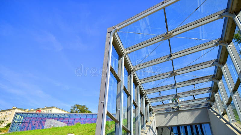 Modern Building Glass Roof Metal Frame Construction. Stock Image ...